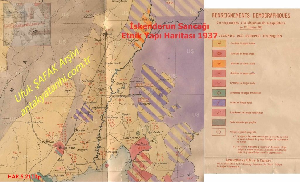 Liva İskenderun Etnik Yapı Haritası 1937/Sandjak Alexandrette Ethnic ...